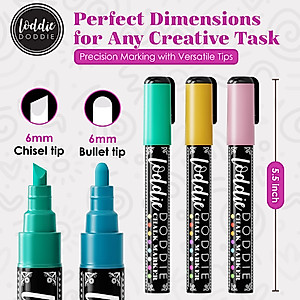 Loddie Doddie Liquid Chalk Markers for Chalkboard - 6mm Reversible Chisel and Bullet Tips, Chalkboard Markers Erasable, Macaron Pastel Chalk Pens 8 Count