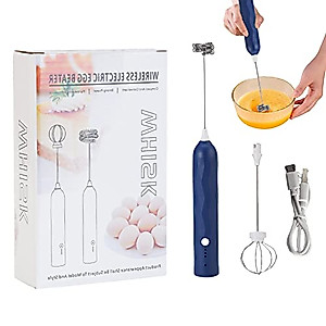 Electric Milk Frother Handheld, USB Rechargeable Milk Frother, Powerful Milk Frother Foam Maker With 2 Stainless Whisks, 3-Speed Adjustable Mini Milk Foamer For Blending Bulletproof Coffee Cappuccino