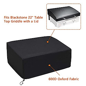 BQMAX Carry Bag and Griddle Cover Replacement for 5510 Blackstone 22" Table Top Griddle with Hood/Lid, Heavy Duty 600D Polyester Waterproof Grill Cover and Bag