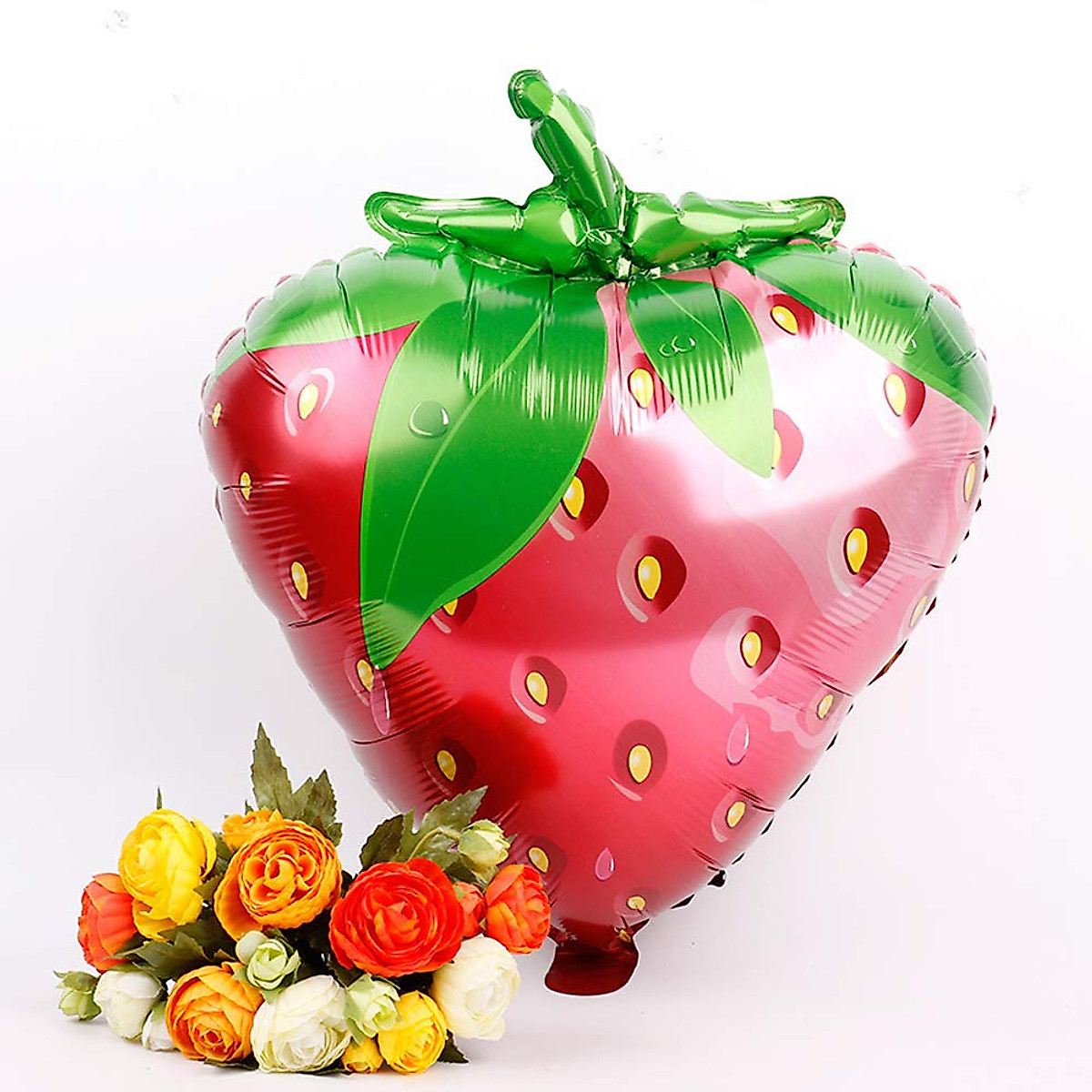 HORUIUS Strawberry Balloons Fruit Strawberry Foil Mylar Balloons for Baby Shower Strawberry Themed Party Birthday Decoration Supplies 28 inch 5PCS