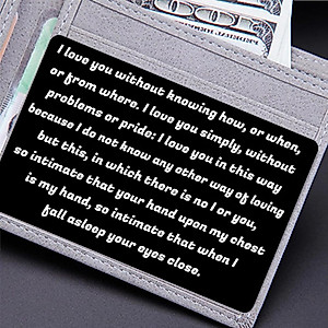 Eletizy Personalized Picture/Text Wallet Metal Card, Custom Color Print Picture Double Side Wallet Insert Card for Love Note, Anniversary, Husband Wife, Family, Boyfriend,Girlfriend (Black)