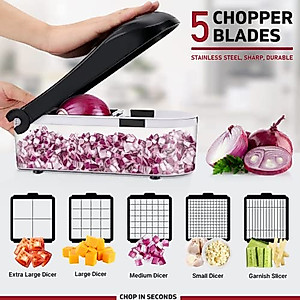 Vegetable Chopper 9 in 1 Multifunctional Food Dicer, Onion Chopper Vegetable Cutter, Veggie Chopper with Container, Mandoline Slicer for Kitchen, Carrot Grater Shredder, Kitchen Gadgets