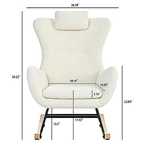 Morhome Upholstered Nursery Rocking Chair-Comfy Glider Rocker with Padded Seat, High Backrest, and Armrests for Living Room Bedroom Offices, White