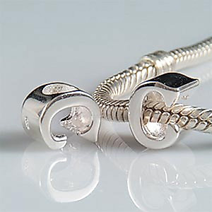 Letter C Charm Sterling Silver 925 Initial A-z Alphabet Beads Name Charm for DIY Charms Bracelet