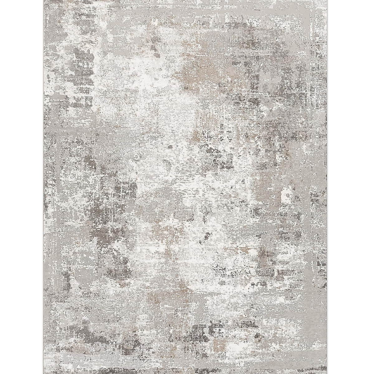 Washable 9x12 Area Rugs - Neutral Large Rugs for Living Room Abstract Soft Faux Wool Carpet for Bedroom Non Slip Stain Resistant Dining Room Rug Beige/Grey/Brown