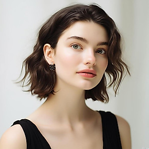 Black Rhinestone Stud Earrings for Women Small Dainty Crystal Cluster Drop Earrings for Girls Cute Costume Jewelry for Bridal Wedding Party Gift