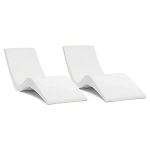 Aqua Outdoors - in-Pool Chaise Lounger - Pool & Sun Shelf Lounge Chair - Designed for Water Depths Up to 9” - Compatible with All Pool Types - Poolside & Sun Deck Tanning - Set of 2 - Classic White