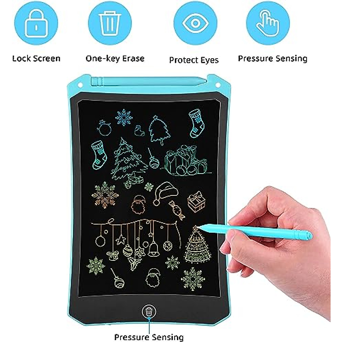 LCD Writing Tablet, 8.5 Inch Colorful Doodle Board Electronic Doodle Pad, Drawing Board Drawing Tablets for Kids, Educational Toys Birthday Gifts for Girls Boys Age 3-8 (Blue)
