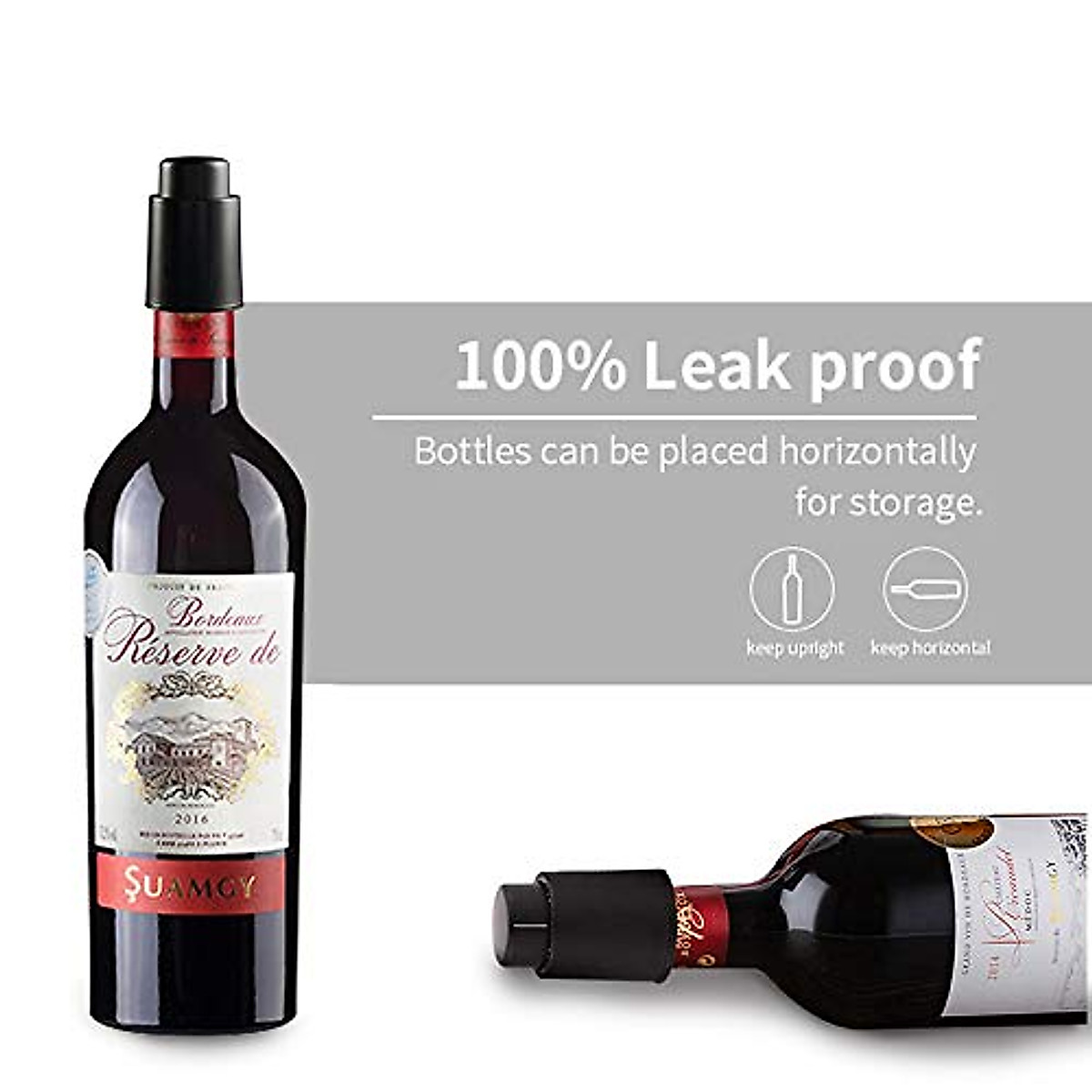 Vacuum Wine Stoppers with Time Scale Record Saver Wine Preserver Leak Proof,Bottle Sealer Keeps Wine Fresh for 7 Days, Best Gifts for Wine Lovers. (2 Pack)