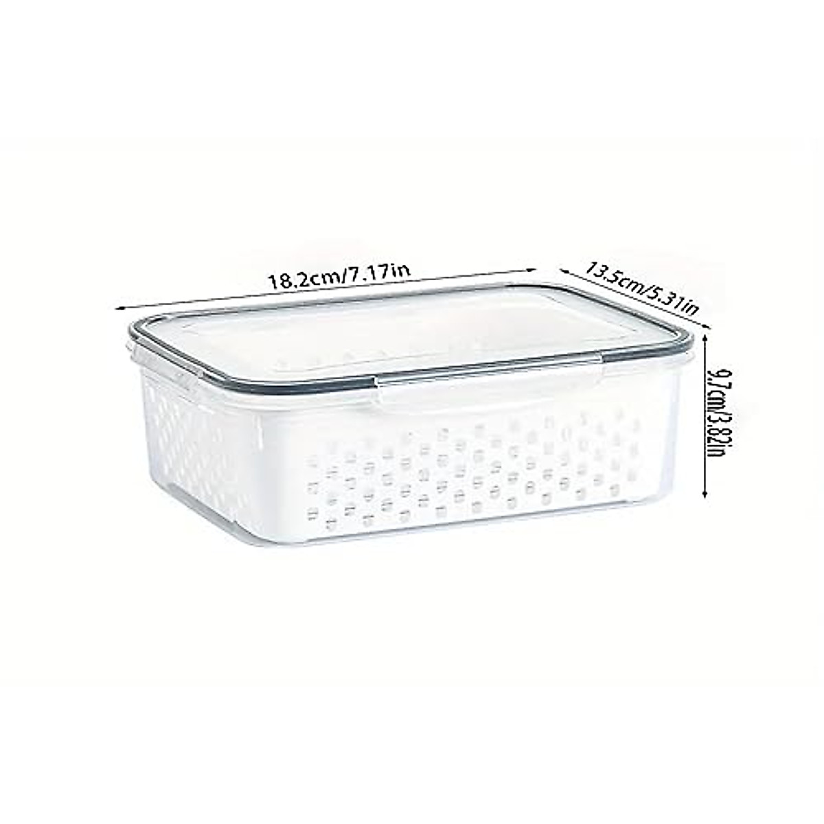 Large Size Food Storage & Fresh Produce Container with Built-in Removable Strainer - Fresh Produce Saver - BPA-Free, Leak-Proof Lid (Large)