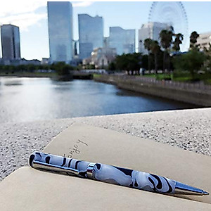 LACHIEVA LUX White Luxury Acrylic Celluloid Finished Ballpoint Pen for Writing. Nice Ball Pen Set Gift for Women & Men. (White/Black)