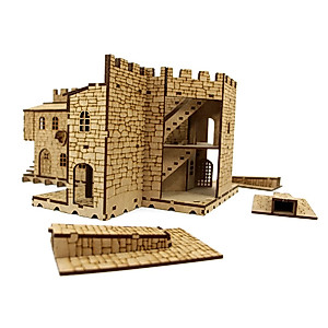 TowerRex Bastion Tower Wall D&D Terrain Barrack Garrison Buildings - DND Accessories for Dungeons & Dragons, Pathfinder, Warhammer, Tabletop Battle Map, Wargaming Terrain for 28mm 32mm Miniatures