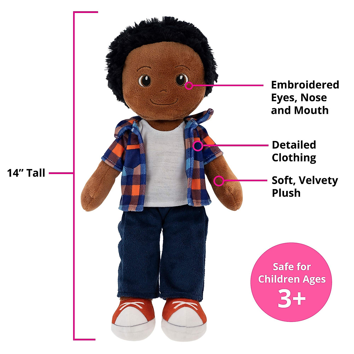 Playtime by Eimmie 14" Soft Baby Doll - Plush Rag Dolls for 2 Year Old Girls and Boys, Toddler & Infants - Girl Toys - Stuffed Toy Companion - Washable & Sensory Fabric Body - Charlie - Boy Dolls Kids