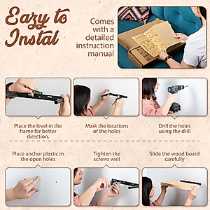 2 Pc Natural Pine Wooden Floating Shelves for Wall with No Drilling; Wall Mounted Wood Shelf Set; Wall Shelves for Living Room, Bathroom, Kitchen and Bedroom Bookshelf (DIY-Natural, 24 inch)