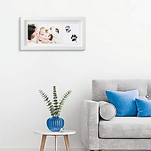 Newborn Baby Handprint and Footprint Photo Frame (Date & Name Stamp) Baby Ink Hand and Footprint Kit (White)
