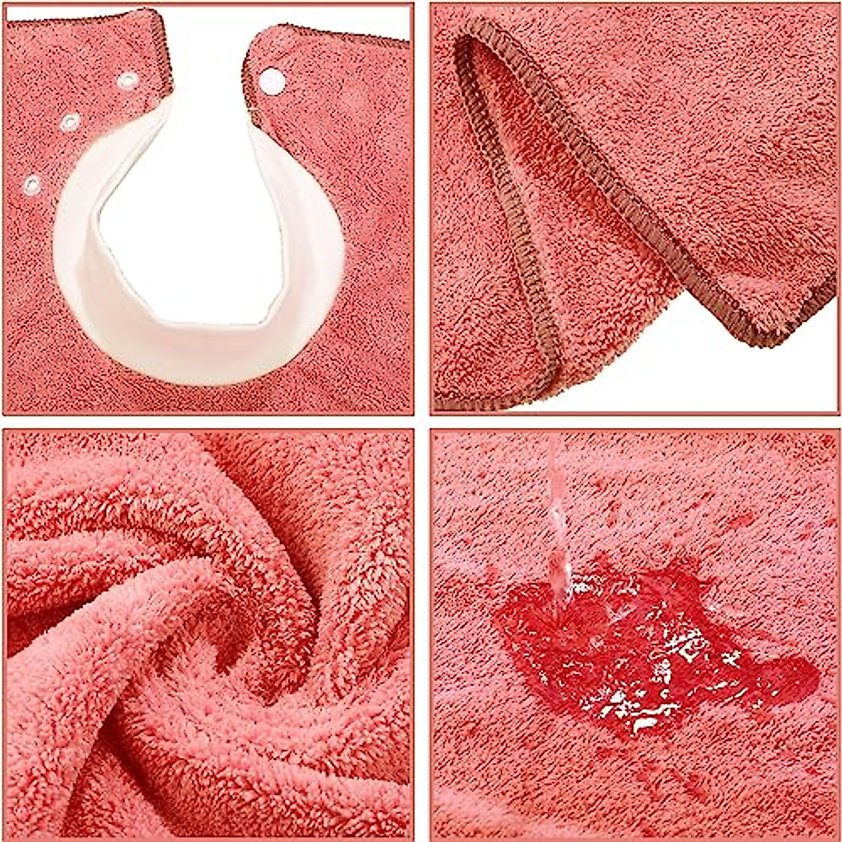 4 Pcs Full Coverage Baby Bib Absorbent Cotton Terry Towel Bib Terry Toddler Bibs with Ribbed Neck and Snap Button Baby Feeding Bibs for Boys Girls