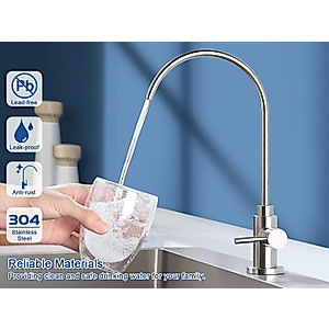 Water Filter Faucet, VMASSTONE Reverse Osmosis Faucet Fits Most RO Units or Water Filtration System in Non-Air Gap, Lead-Free Stainless Steel Drinking Water Faucet for Bar Kitchen Sink, RV (DM001 BN)