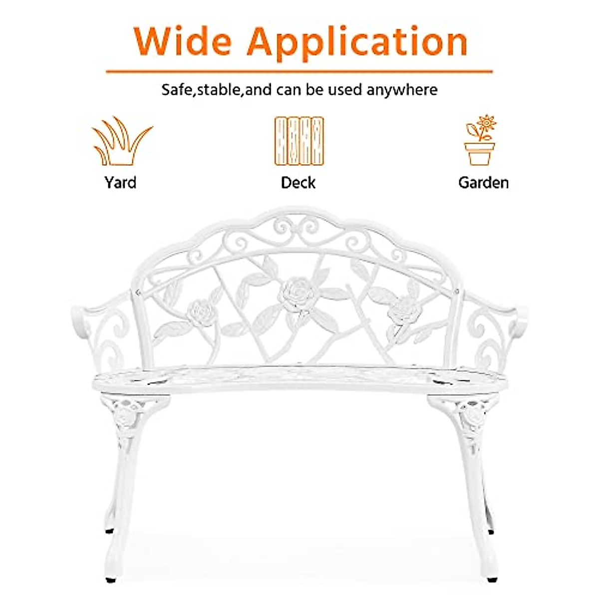 Yaheetech Patio Garden Bench Park Bench Outdoor Benches, Aluminium Patio Yard Bench for Outdoor Porch, Lawn, Balcony, Backyard