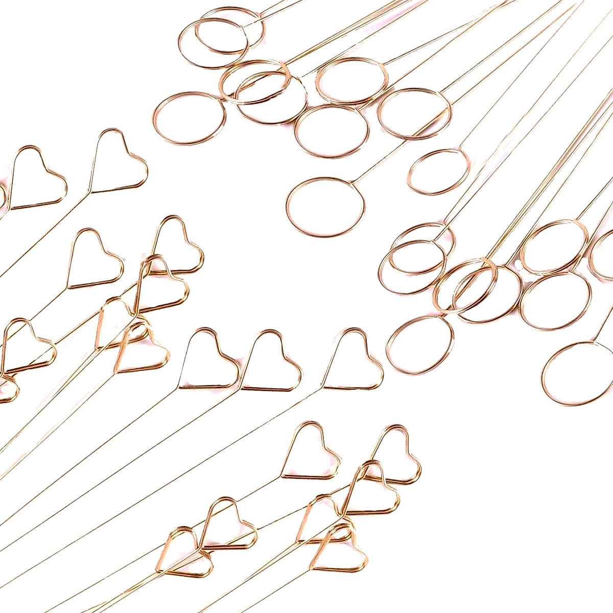 Metal Wire Floral Place Card Holder, DANUDON 40PCS Flower Card Holder Stick Heart Round Floral Holder Pick Gold Card Note Table Number Memo Photo Clip for Flower Arrangements Wedding Birthday Party