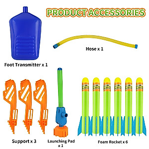 Banvih Toys Rocket Launcher for Kids, for Ages 3 4 5 6 7 8+ Years Old, Stomp Outdoor Toys Games, Toddler Boys Birthday Gifts, 6 Foam Air Rockets, Launch up to 120+ft