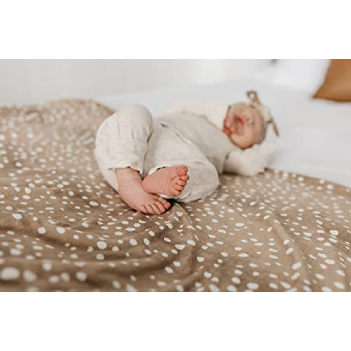 Large Premium Knit Baby Swaddle Receiving Blanket"Fawn" by Copper Pearl