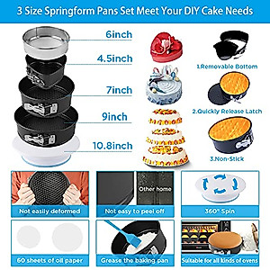 Cake Decorating Kit,635 Pcs Cake Decorating Supplies With 3 Springform Pan Sets Icing Piping Nozzles Cake Rotating Turntable Cake Topper Piping Bags Cake Carrier Holder,Cake Baking Supplies Set Tools