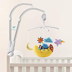 Baby Mobile Holder, 23 Inch Easy-Clamp Crib Mobile, Adorable Baby Crib Mobile with Toy Doll Space Star Moon Slumbers, Infant Stim-Mobile for Cribs