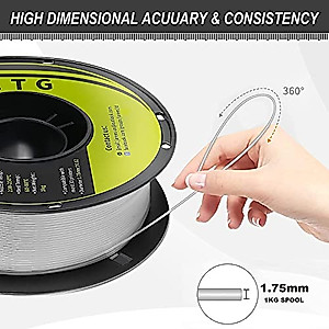 JAREES Petg Filament 1.75,Toughness Enhanced Petg Vacuum Sealed,Adhere Well 1kg Spool 3D Printer Filament,Dimensional Accuracy 1.75mm ±0.02mm,Grey