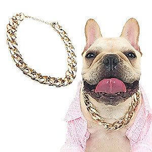 Dog Collar Chain Wide Gold Collares De Perros Pet Hip Hop Leads Chains Kit Dog Collars Necklace Collar Leash Dog Chain Necklace Luminous