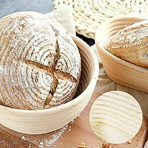 Bread Proofing Basket, Sourdough Bread Baking Supplies and Tools Sourdough Proofing Basket Set of 5.1 Inch Round and 9.8 Inch Oval Bread Making Kit of Bread