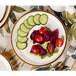 ONEMORE 10.5 inch Dinner Plates and 30 oz Pasta Bowls Bundle, Microwave, Oven and Dishwasher Safe, Creamy White