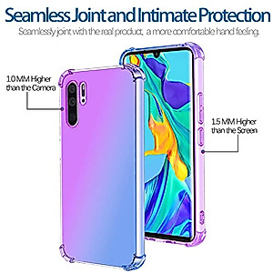 KOARWVC Case for Huawei P30 Pro Case VOG-L29 VOG-L04 Case, Crystal Clear Case Gradient Slim Anti Scratch TPU Shockproof Protective Phone Cases Cover for Huawei P30 Pro Purple/Blue