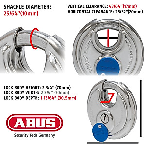 ABUS 24/70 Diskus Stainless Steel Padlock Keyed Alike
