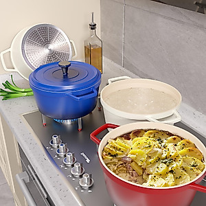 Lightweight 2.5 Qt Dutch Oven Pot with Lid, Nonstick Dutch Oven, Enameled Dutch Oven for Bread Baking, Cast Aluminum Pot Compatile with All Cooktops, Dishwasher Safe Cookware, Red