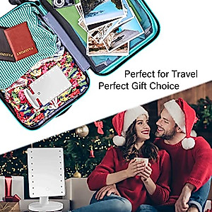 KOOKIN Lighted Vanity Makeup Mirror with 16 Led Lights 180 Degree Free Rotation Touch Screen Adjusted Brightness Battery USB Dual Supply Bathroom Beauty Mirror (White)