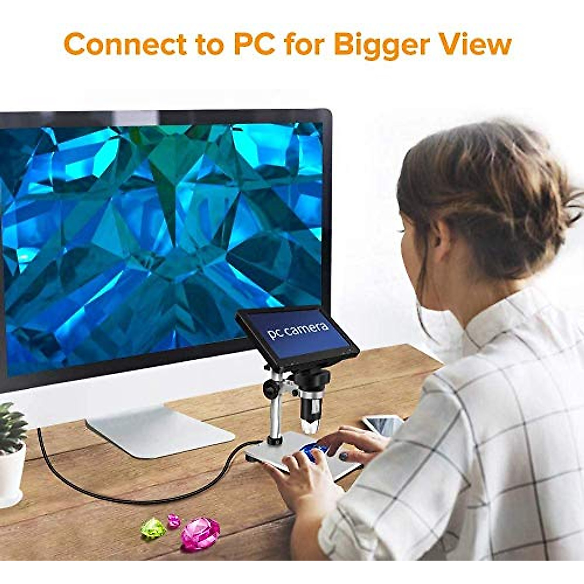ANNLOV 7" LCD Digital Microscope with 32GB TF Card 1200X Maginfication 1080P Coin Microscope with Wired Remote,12MP Ultra-Precise Focusing Video Camera with 8 LED Fill Lights Windows/Mac Compatible