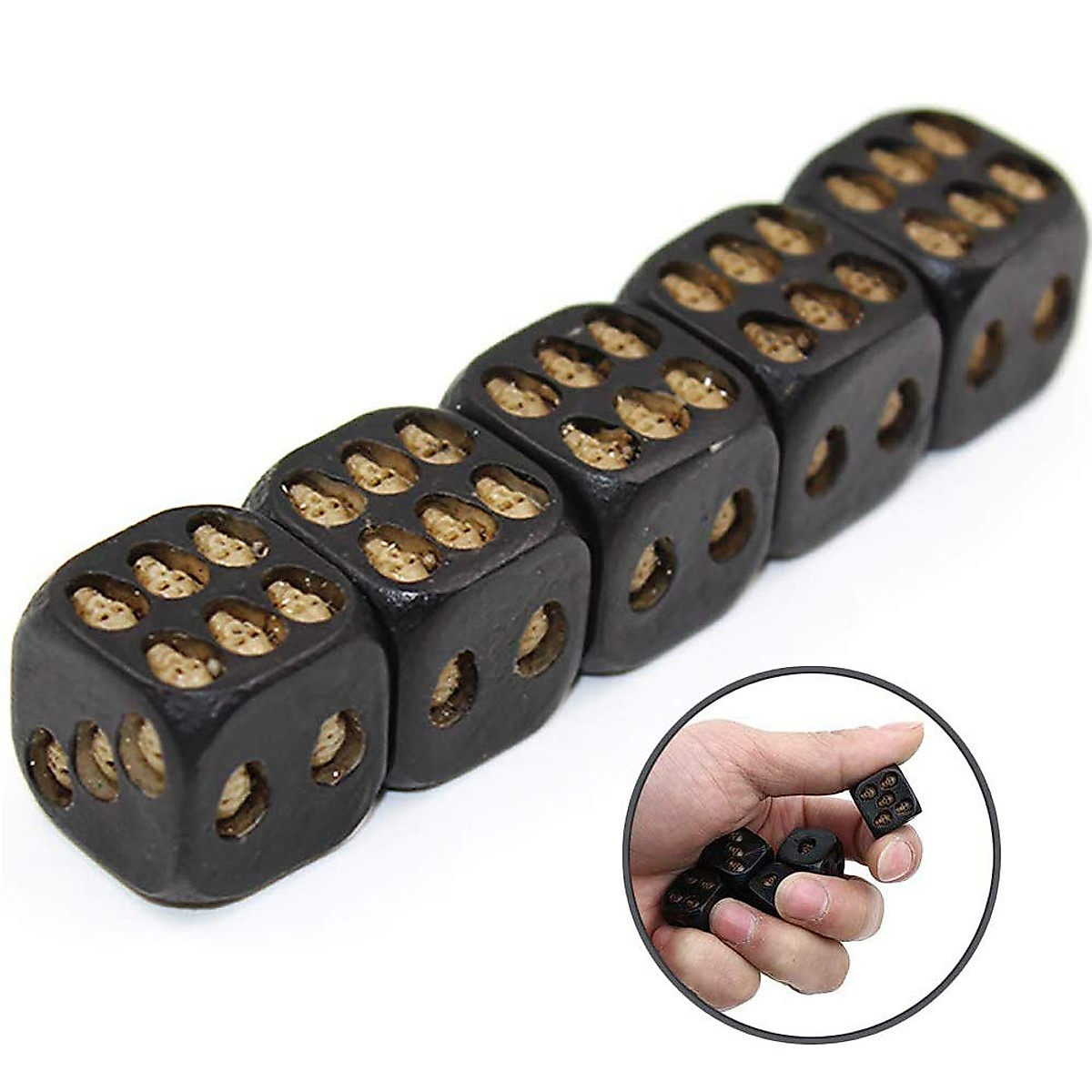 Red Lining Leather Professional Dice Cup with 5pcs Black Mini Death Skull Dice for Party Playing Drinking Death Table Game Party Tool