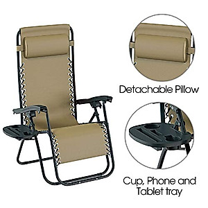 Lavish Home Zero Gravity Lounge Chairs, Beige