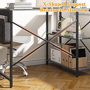 Wolawu Computer Desk L Shaped Home Office Desk,40 Inch Gaming Desk with Storage Shelves and Bag, Modern Simple Bedroom Table Corner Desk for Study Writing Work,Grey