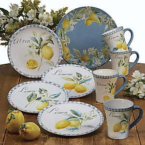 Certified International Citron 9" Salad/Dessert Plates, Set of 4 Assorted Designs, 9" Diameter, Multicolored