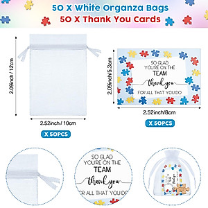 Resurhang Employee Appreciation Gifts Wooden Puzzle Keychain Staff Greeting Cards Thank You Team Building Gifts for Coworkers(50 Set)