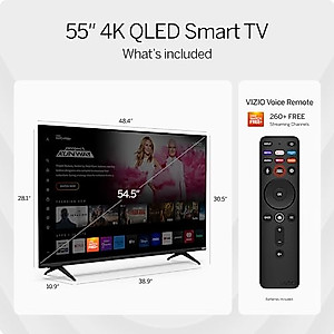 VIZIO 55-Inch M-Series 4K QLED HDR Smart TV with Voice Remote, Dolby Vision, HDR10+, Alexa Compatibility, VRR with AMD FreeSync, M55Q6-J01, 2022 Model