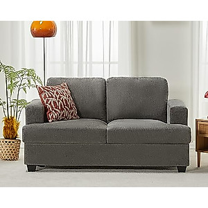 VanAcc Sofa, Comfy Sofa Couch with Extra Deep Seats, Modern Sofa Couch- Loveseat, Couch for Living Room Apartment Lounge, Grey Chenille