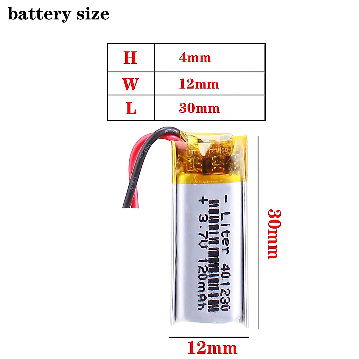 Liter energybattery 3.7V Lipo Battery 120mAh Rechargeable Lithium ion Polymer Battery 401230 Lithium Polymer ion Battery with Two Lines