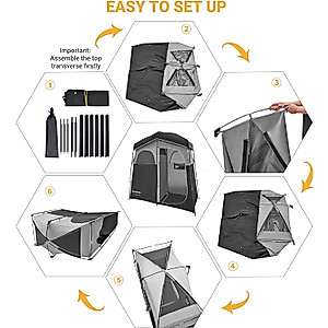 KingCamp Oversize Outdoor Shower Tents for Camping Dressing Room Portable Shelter Changing Room Shower Privacy Shelter Single/Double Shower Tent 83.8×41.7×82.6 inch
