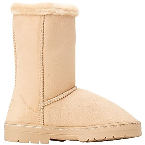 bebe Girl's Fur Lined Winter Boot with Rhinestone Details (Toddler/Little Girl/Big Girl), Size 2 Little Kid, Tan