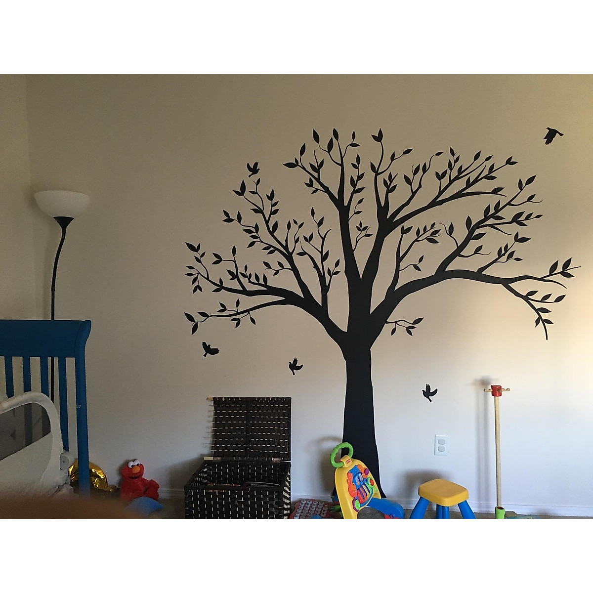 LSKOO Large Family Tree Wall Decal with Family Llike Branches on a Tree Wall Decals Wall Sticks Wall Decorations for Living Room (Black)