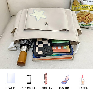 Glittery Star Pattern Y2K Messenger Bag, Stylish Spacious Aesthetic Tote for Travel, Work, and Shopping, Canvas Star Crossbody Hobo Bag (Black)