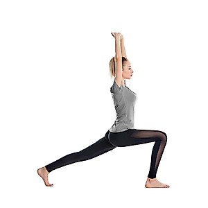 Zengjo Exercise Shirts Women Quick Dry V Neck(Heather Grey,S)