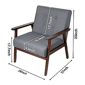 AODAILIHB Sofa Set Living Room Couch Set Office Home Furniture Mid-Century Modern Fabric Wooden 2-Seater Loveseat Sturdy Wood Frame Lounge Chairs (2, Grey)